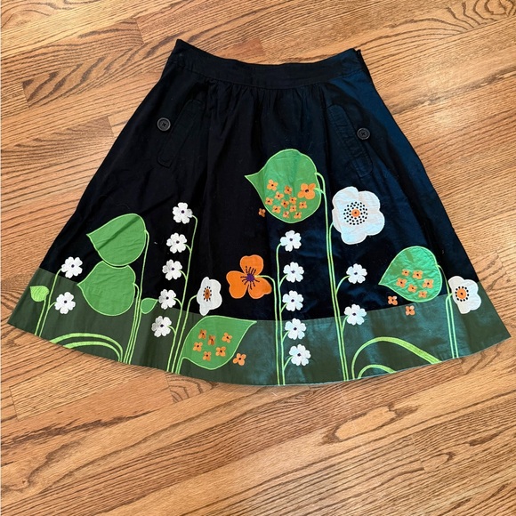 Lithe | Skirts | Anthropologie Lithe Floral Embroidered Black Skirt ...